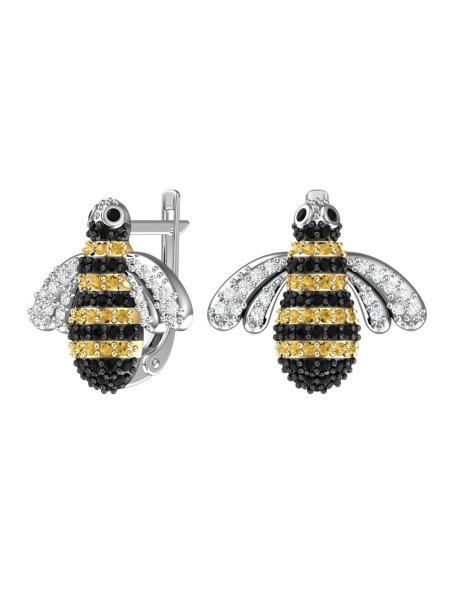 Skazka Natali Romanovoi Серьги с фианитами английский замок серебро 925 проба купить с