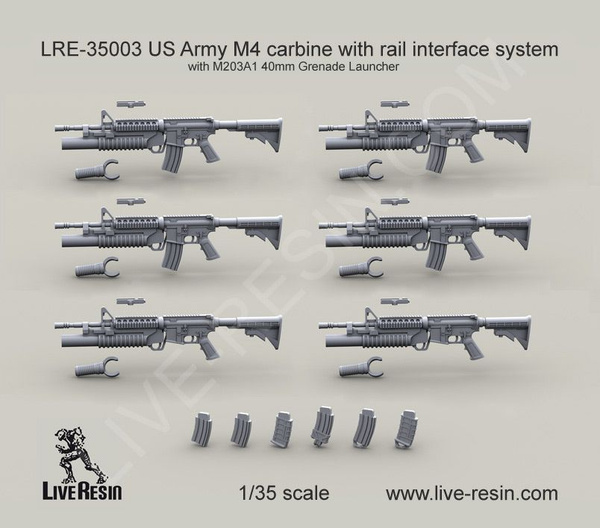 Live Resin US Army M4 carbine with M203A1 40mm Grenade Launcher ...