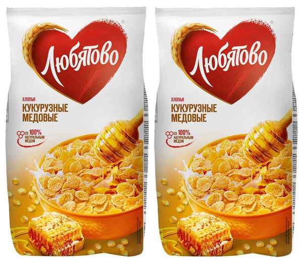 Готовый завтрак Любятово хлопья кукурузные медовые, 500 грамм - купить ...