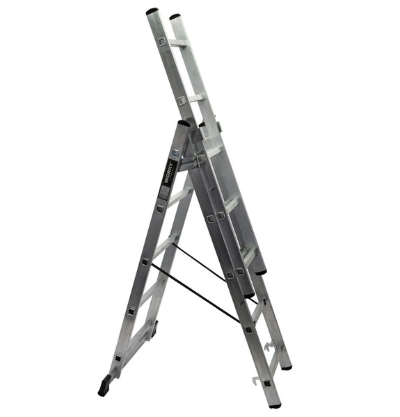 Лестница универсальная, 3-х секционная, алюминиевая WORKY 3x5 ступеней ...