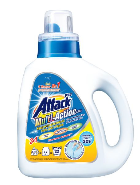 Концентрированный Универсальный Гель Для Стирки 0,88 Кг. Attack Multi-Action - купить с ...