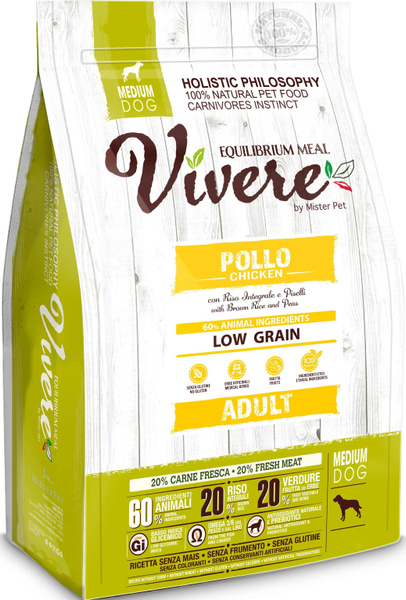 Корм Vivere Holistic Medium для собак средних пород, с курицей, 3 кг ...