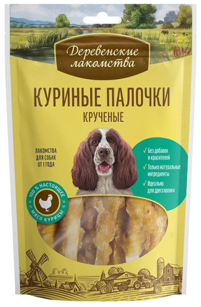 Деревенские лакомства Куриные палочки крученные (100% мясо), 0,09 кг ...