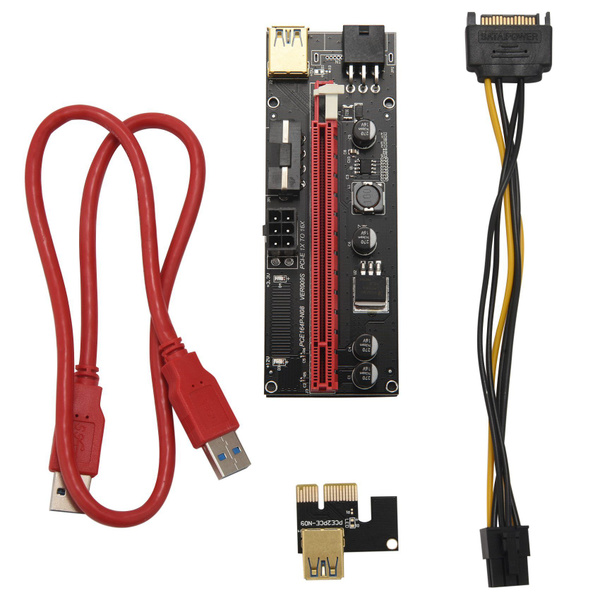 6-Pack PCI-E 16X to 1X Powered Riser Card 6-контактный разъем и разъем ...