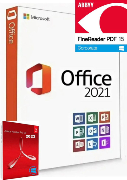 Офисный набор для Windows Microsoft Office 2021 + Abbyy FineReader + Acrobat Pro DC 2022 купить ...