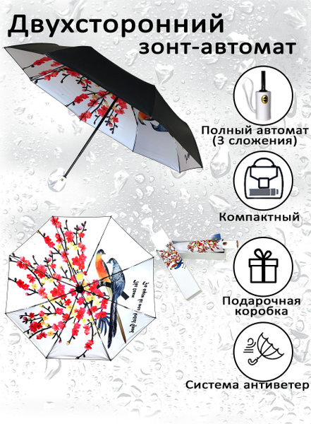 Зонт Arman Umbrella, Полный автомат, 3 сложения, белый купить по низкой ...