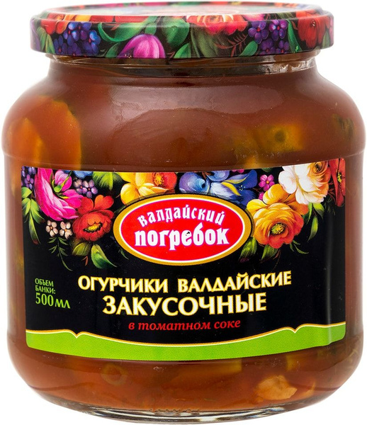 Огурчики Валдайский Погребок Валдайские в томатном соке 500мл - купить ...