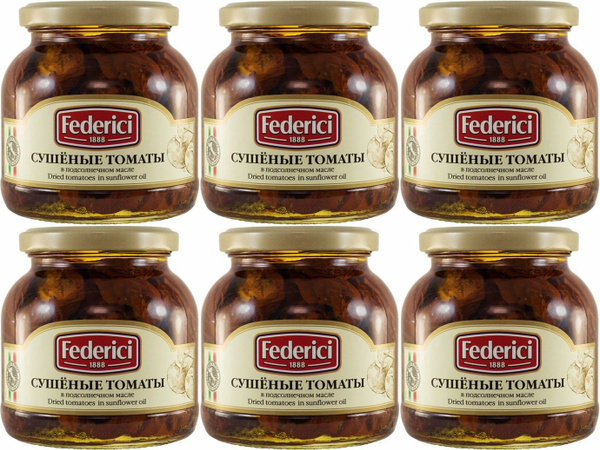 Томаты Federici сушеные в подсолнечном масле, комплект: 6 упаковок по 280 г - купить с доставкой ...