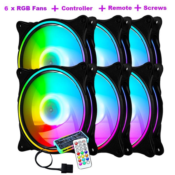6шт. RGB вентилятор 120 мм подсветка для корпуса ПК, три ореола 6pin ...
