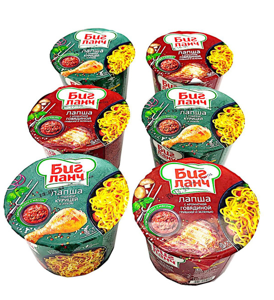 Биг Ланч Лапша быстрого приготовления со вкусом курицы (90 г * 3 шт) и ...