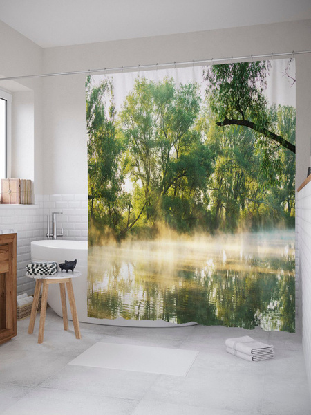 Штора для ванной 200x180 см JoyArty ширма плотные ширина 180 высота 200 для бани санузлов дома ...