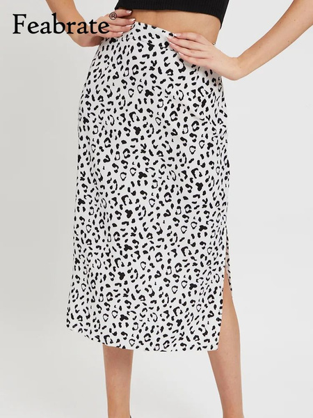 Юбка Женский Feabrate белый Шифон, размер 44, 46 Молния Миди Разноцветный Лето А-силуэт купить c ...