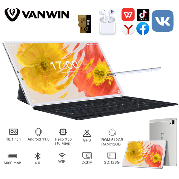 Купить планшет VANWIN Клавиатура + мышь + кожаный чехол, Wi-Fi + Bluetooth + sim-карта， 10.1 ...