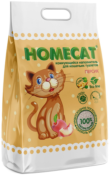 Наполнитель Минеральный Homecat Комкующийся Персик - купить с доставкой по выгодным ценам в ...