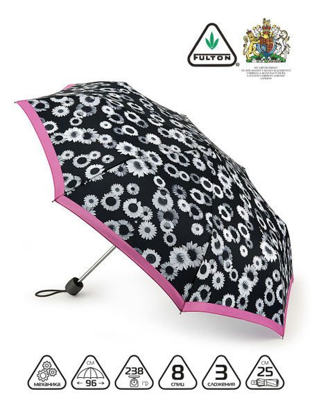 Зонт Fulton, Механика, 3 сложения, розовый, черный матовый купить по ...