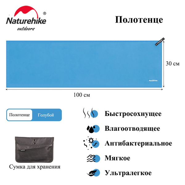 Полотенце спортивное быстросохнущее Naturehike, 100х30см - купить в ...