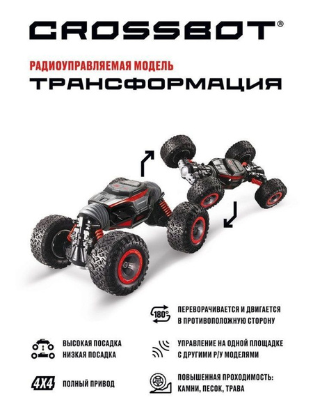 Машина р/у Трансформация, 4 WD, переворот, режим высокой и низкой посадки, красн (арт.870612 ...