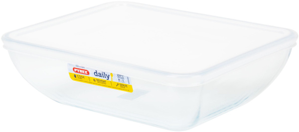 Стеклянная форма с крышкой для запекания PYREX Daily 25x20x7,5 см, 2,25 ...