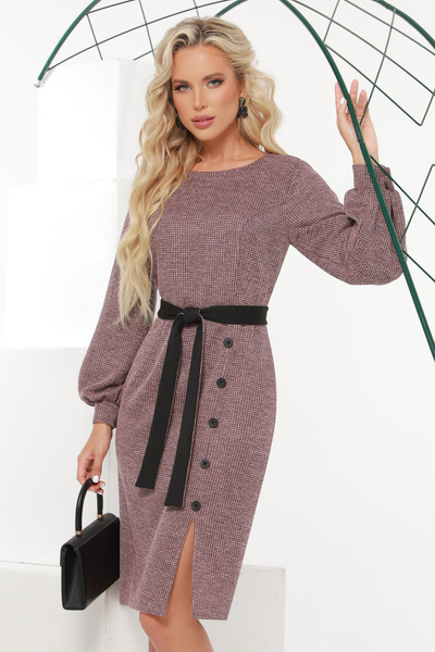 Платье розовое трикотажное теплое DStrend, Женский, Демисезон, размер 52, материал Полиэстер ...