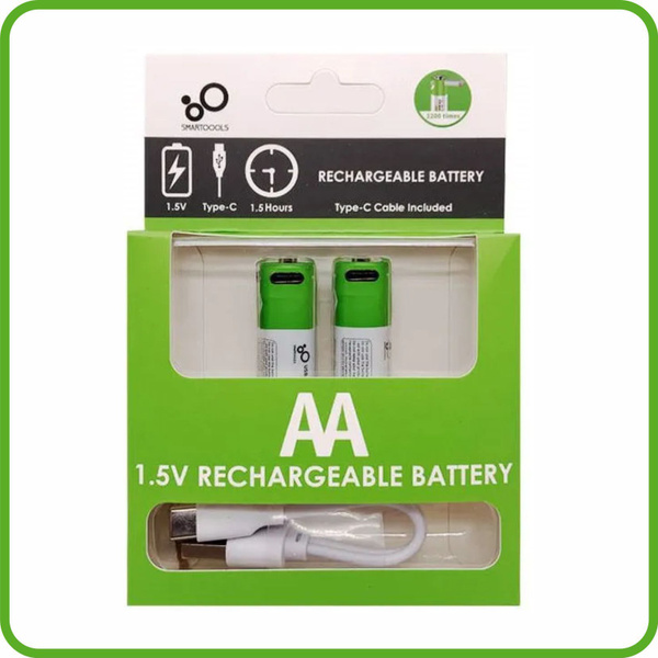 Аккумулятор 14500 АА USB (пальчиковый) Li-ion 1.5V, Smartoools, 2600mWh, 2 шт. купить на OZON по ...