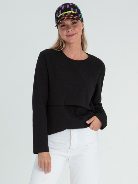 Футболка Женский mamajane черный Длинный, размер 46 Трикотаж оверсайз Повседневный Россия, рост ...