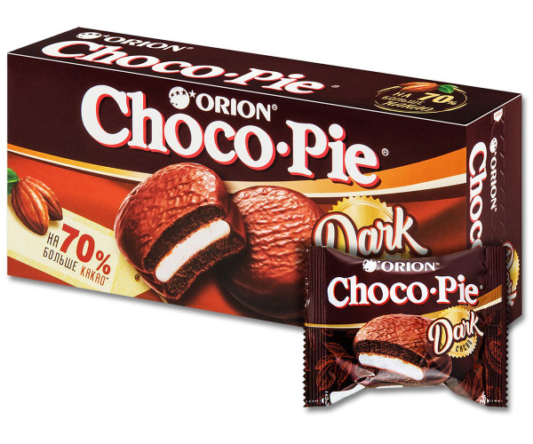 Пирожное Чоко Пай бисквитное ORION Choco Pie Dark Dark 6 шт. в упак ...