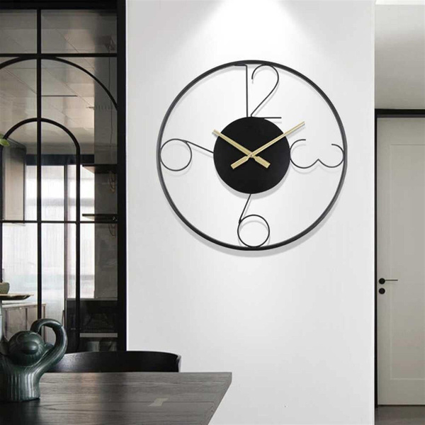 Большие металлические декоративные настенные часы минималистичные кварцевые часы в