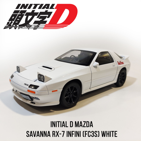 Модель автомобиля INITIAL D Mazda Savanna RX-7 Infini (FC3S) White в масштабе 1:20 из культовой ...