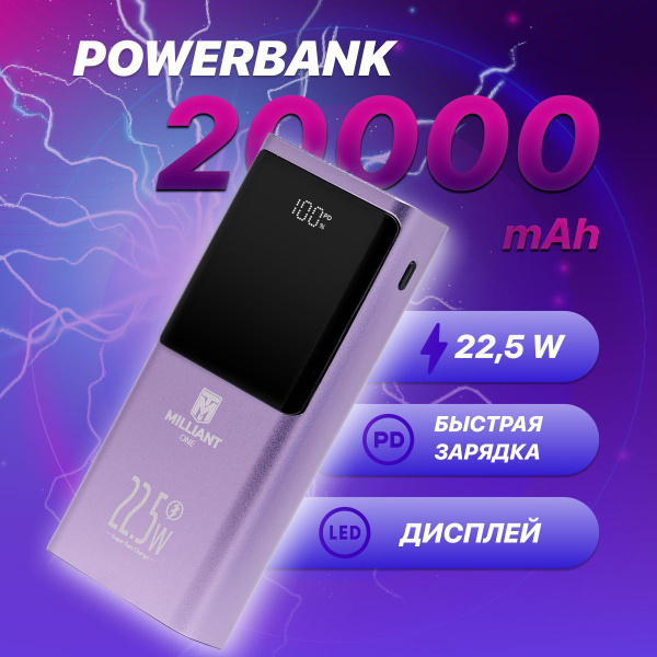 Внешний аккумулятор (Power Bank) MILLIANT 20000_USB Type-C_USB - купить ...