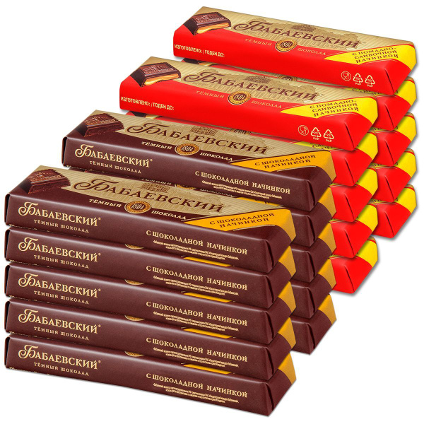 Шоколадный батончик Бабаевский, 2 вида по 50 г: с шоколадной и с ...