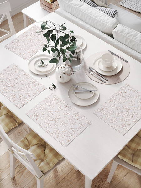 Салфетки на стол для сервировки прямоугольные, плейсмат "Хлопок" JoyArty, 32x46 см, в комплекте ...