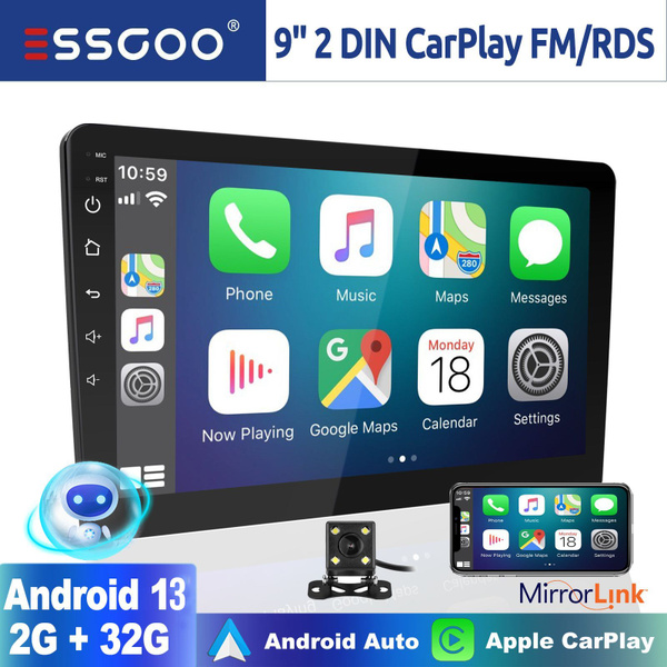 ESSGOO 9-дюймовый Android 13 Carplay Двойной DIN Bluetooth автомобильное радио стерео GPS ...
