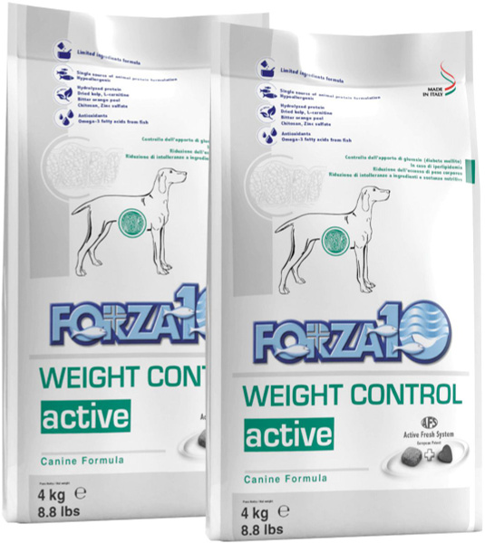Сухой корм FORZA10 DOG WEIGHT CONTROL ACTIVE для взрослых собак с избыточным весом (4 + 4 кг ...