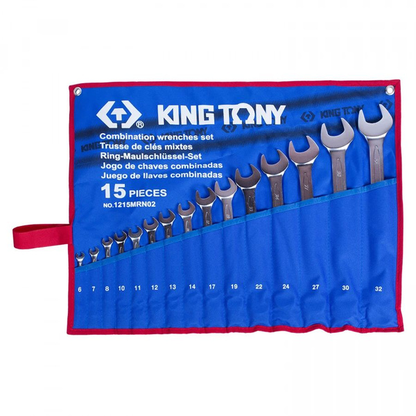 KING TONY (Кинг Тони) Набор комбинированных ключей, 6-32 мм, чехол из ...