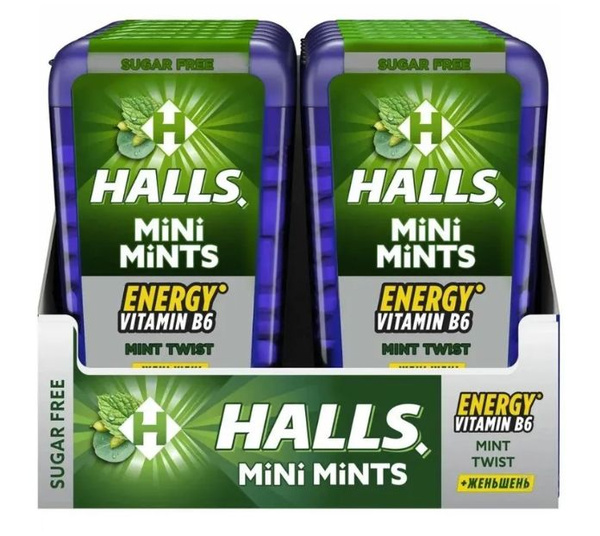 Конфеты леденцовые Halls Mini Mints с витамином В6 и экстрактом ...