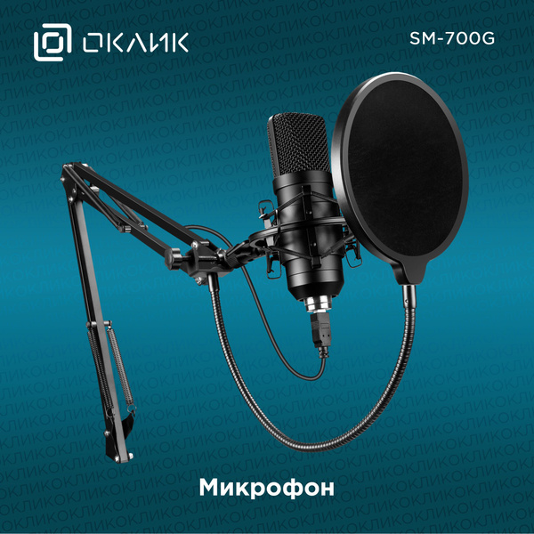 Микрофон проводной Оклик SM-700G 2.5м черный купить на OZON по низкой ...