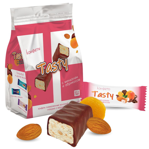 Конфеты TASTY с миндалем и абрикосом в молочном шоколаде 150г - купить ...