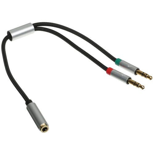 Разветвитель 4-pin 3.5 mm jack - 3-pin 3.5 mm jack x2, черный - купить ...