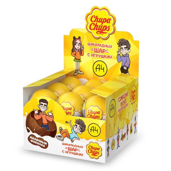 Шоколадный шар Chupa Chups с игрушкой внутри, "Влад А4", 18 шт по 20 г ...