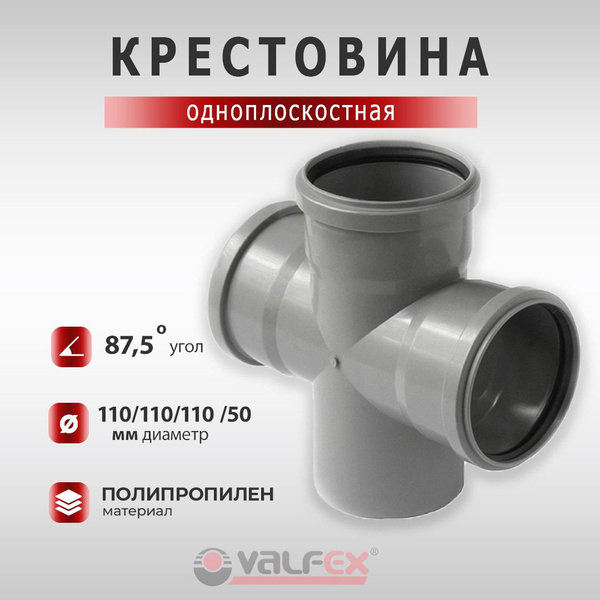 Крестовина одноплоскостная Valfex 110х110х110х50 мм, под углом 87,5 для ...