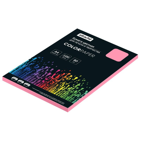 Бумага Attache цветная (розовый пастель), 80 грамм, A4 (21 29.7 см), 100 листов - купить с ...