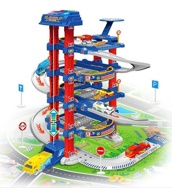 Игровая парковка 67 см "Город" 5 уровней - электро лифт, коврик карта ...