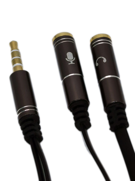 Разветвитель Jack 3,5 (4 pin) вилка - 2 Jack 3,5 (3 pin) розетка (наушники+микрофон), длина 0,15 ...