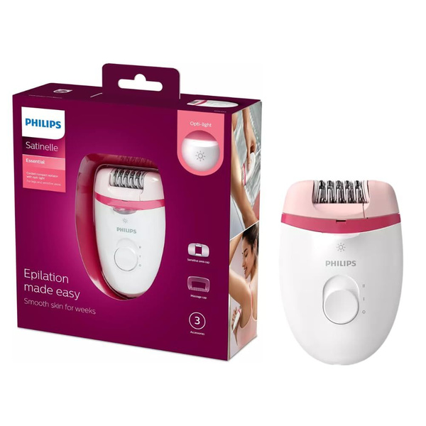 Philips Эпилятор Satinelle Essential BRE255/00 с подсветкой Opti-light ...