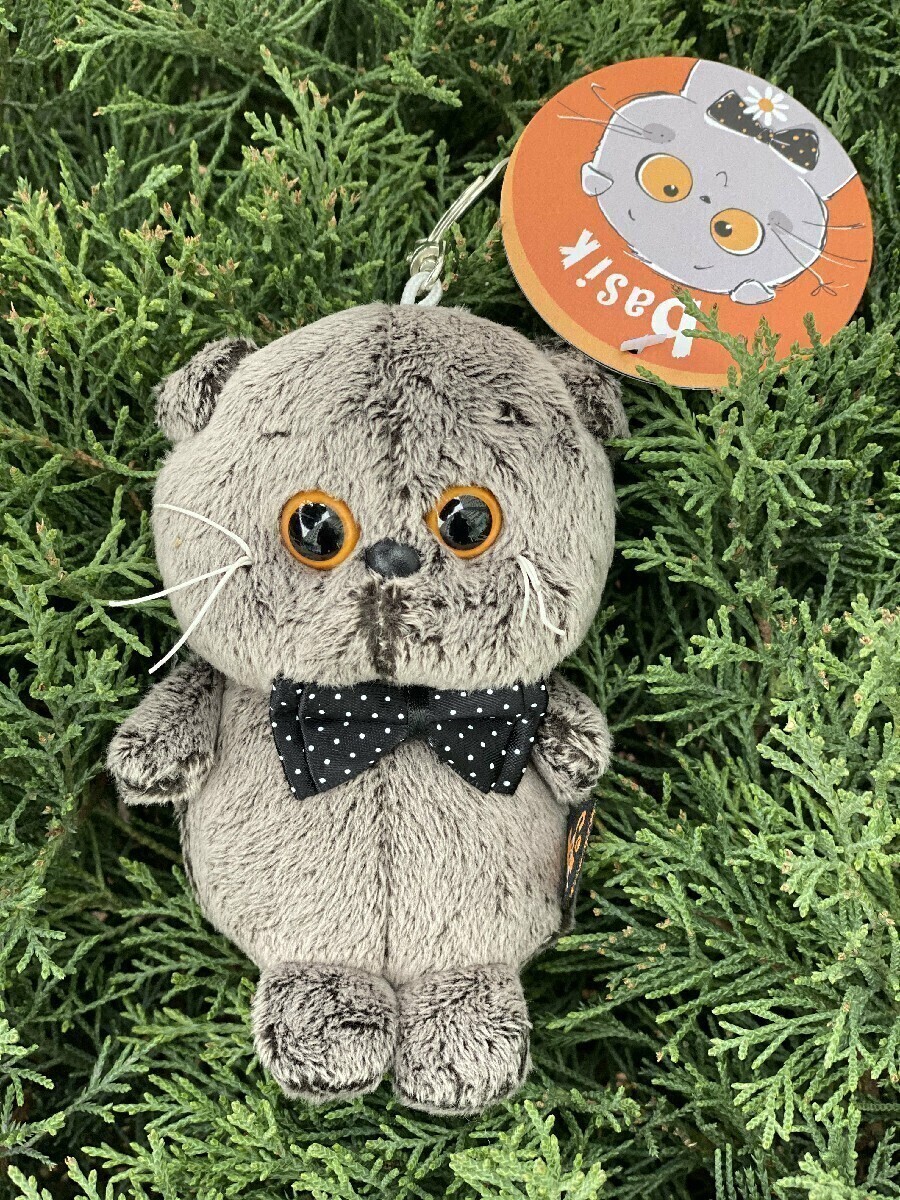 ЗайкаМи / Мягкая игрушка - брелок оригинальный Кот Басик с бантиком, 12 ...