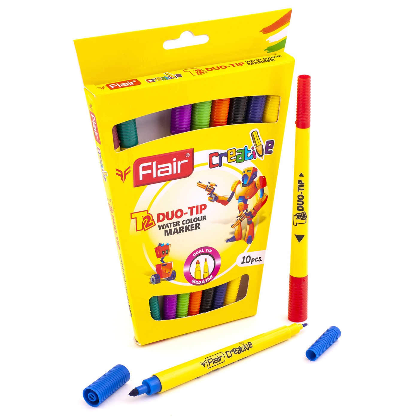 Фломастеры двухсторонние FLAIR CREATIVE, набор 10 цветов, фломастеры ...