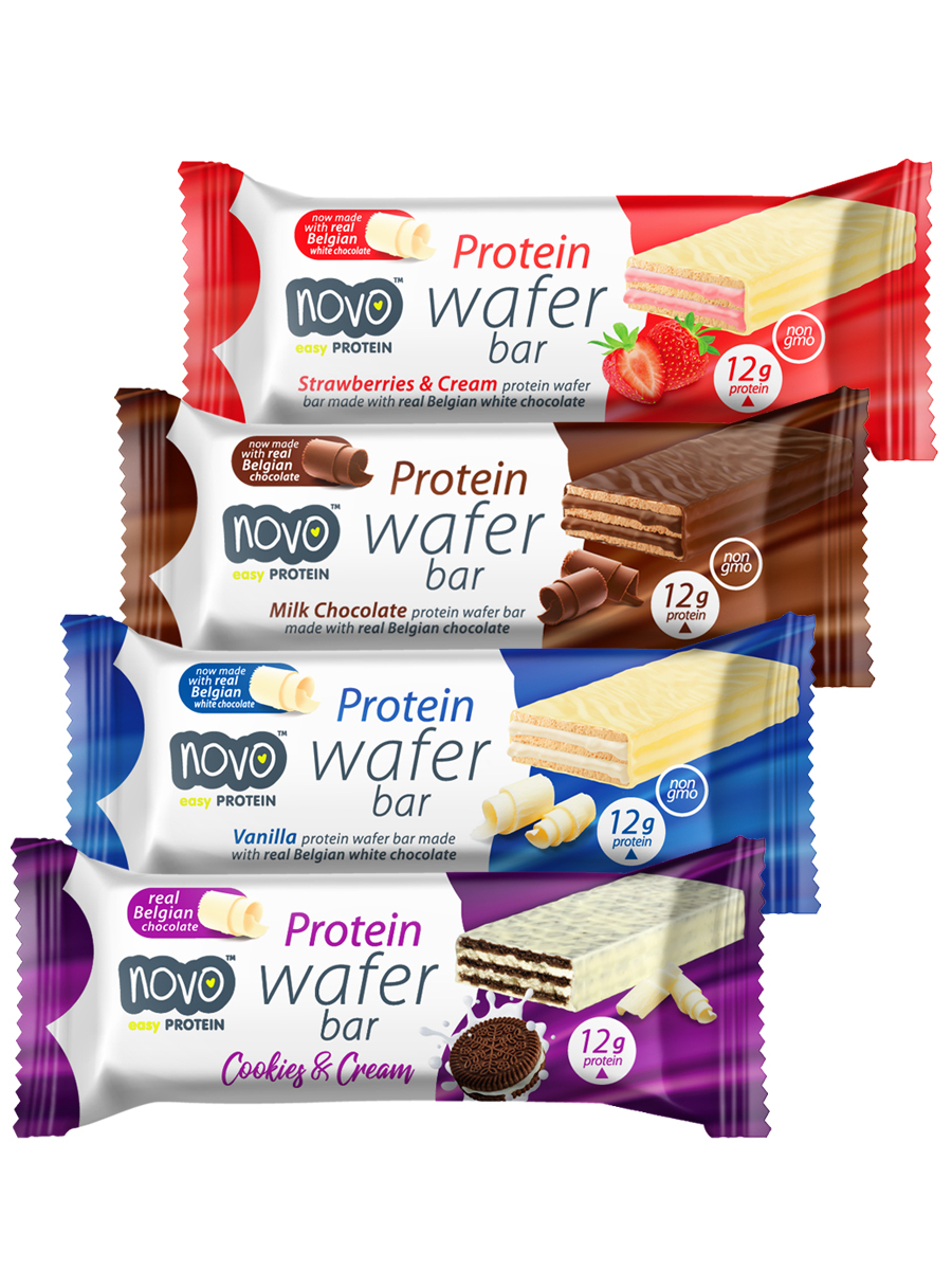 Протеиновые вафли Novo Protein Wafer Bar / Ассорти 4шт (Печенье ...