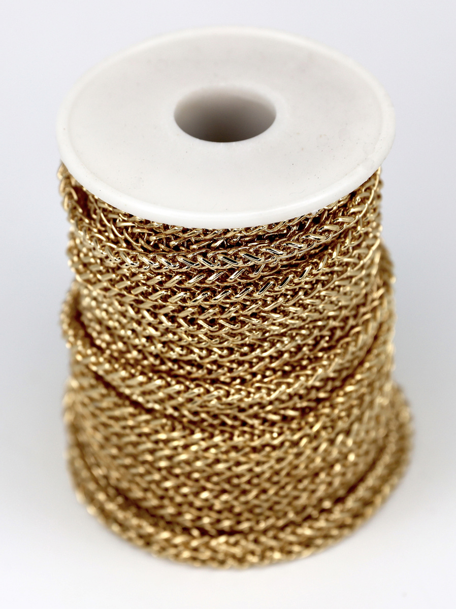 Декоративная металлическая цепь на бобине Skroll/ Диаметр 3мм/ Длинна ...