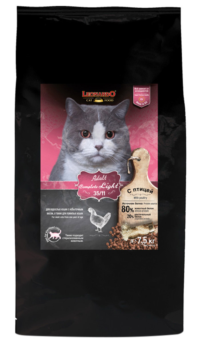 Сухой корм LEONARDO ADULT COMPLETE LIGHT диетический для взрослых ...
