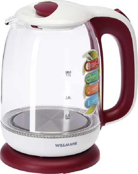 Купить электрический чайник WILLMARK WEK-1704G, Пластик/стекло по низкой цене: отзывы, фото ...